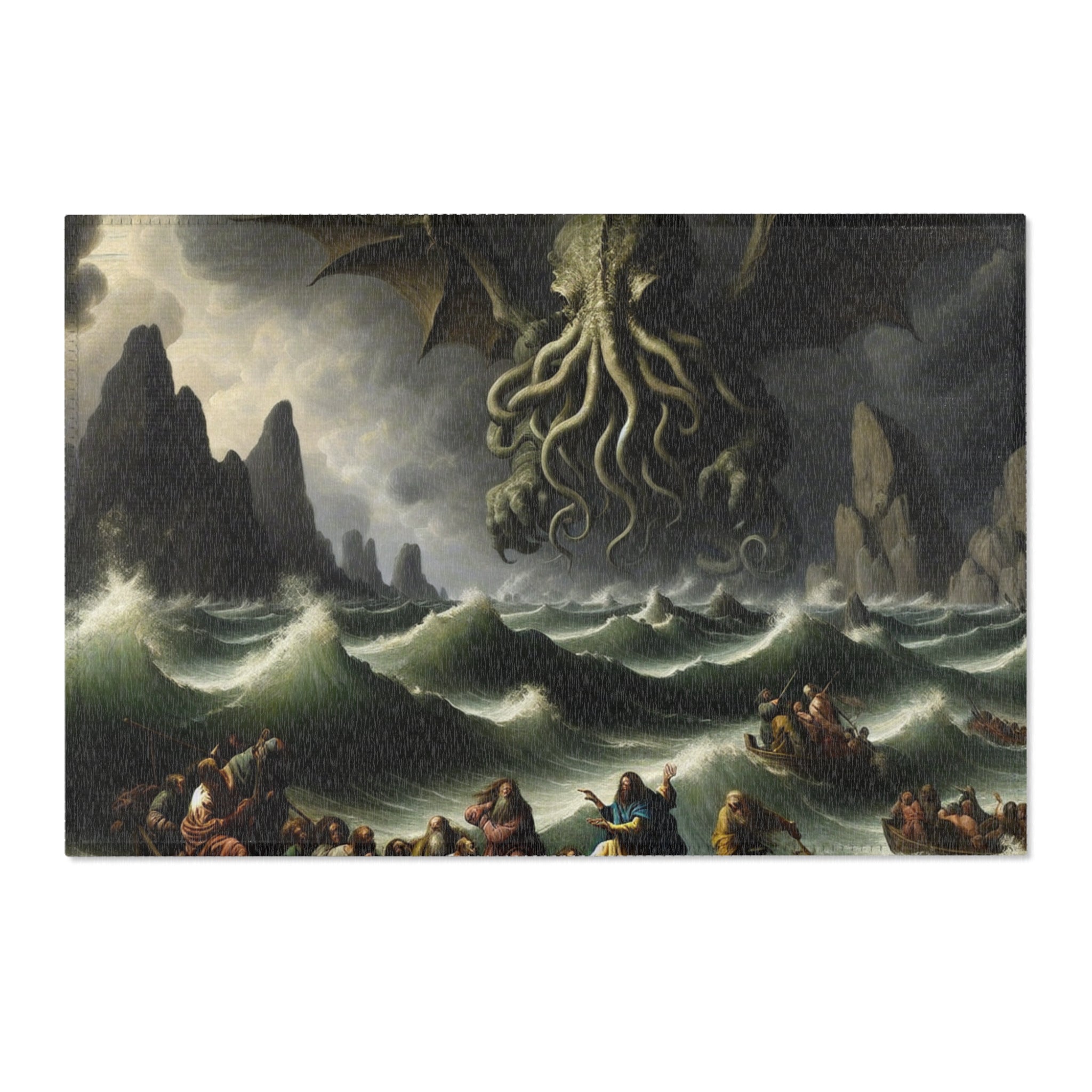 Cthulhu in the Storm Area Rug - HORIZONTAL – Artist Imaginings